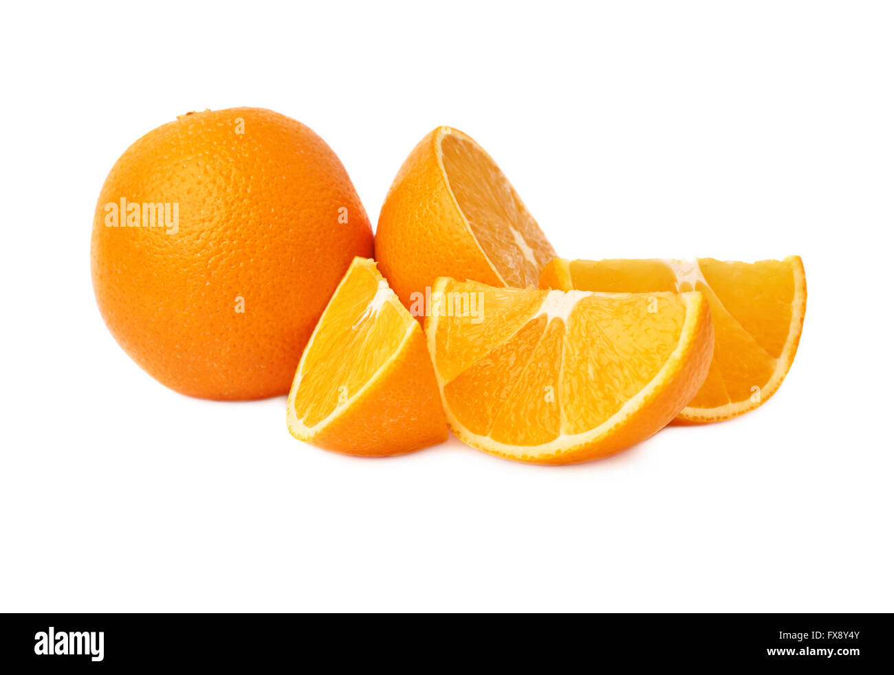 Served orange fruit composition isolated over the white background ...