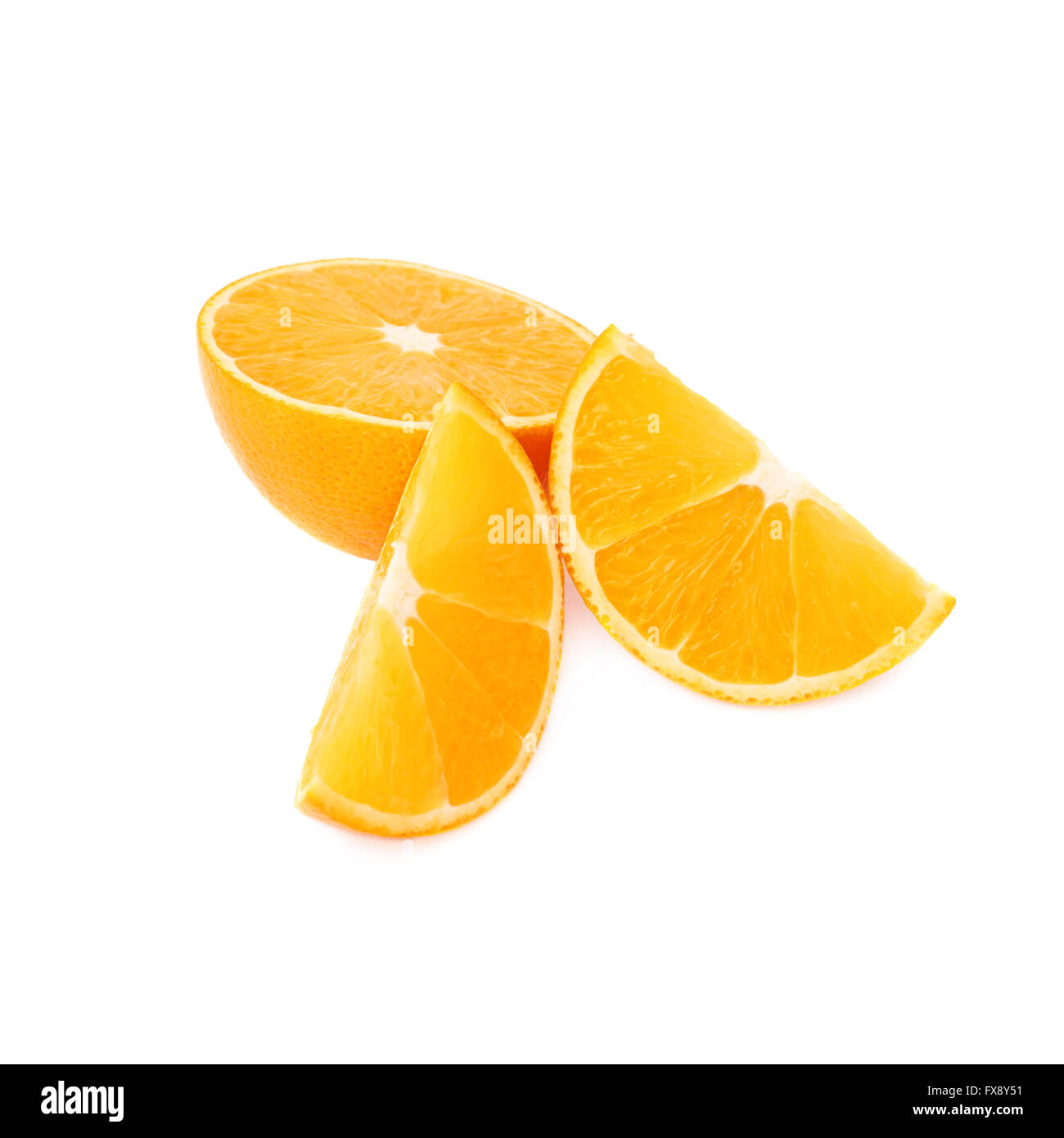 Served orange fruit composition isolated over the white background ...