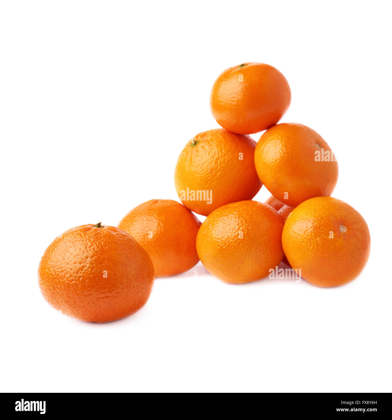 Pile of multiple ripe fresh juicy tangerines, isolated over the white ...