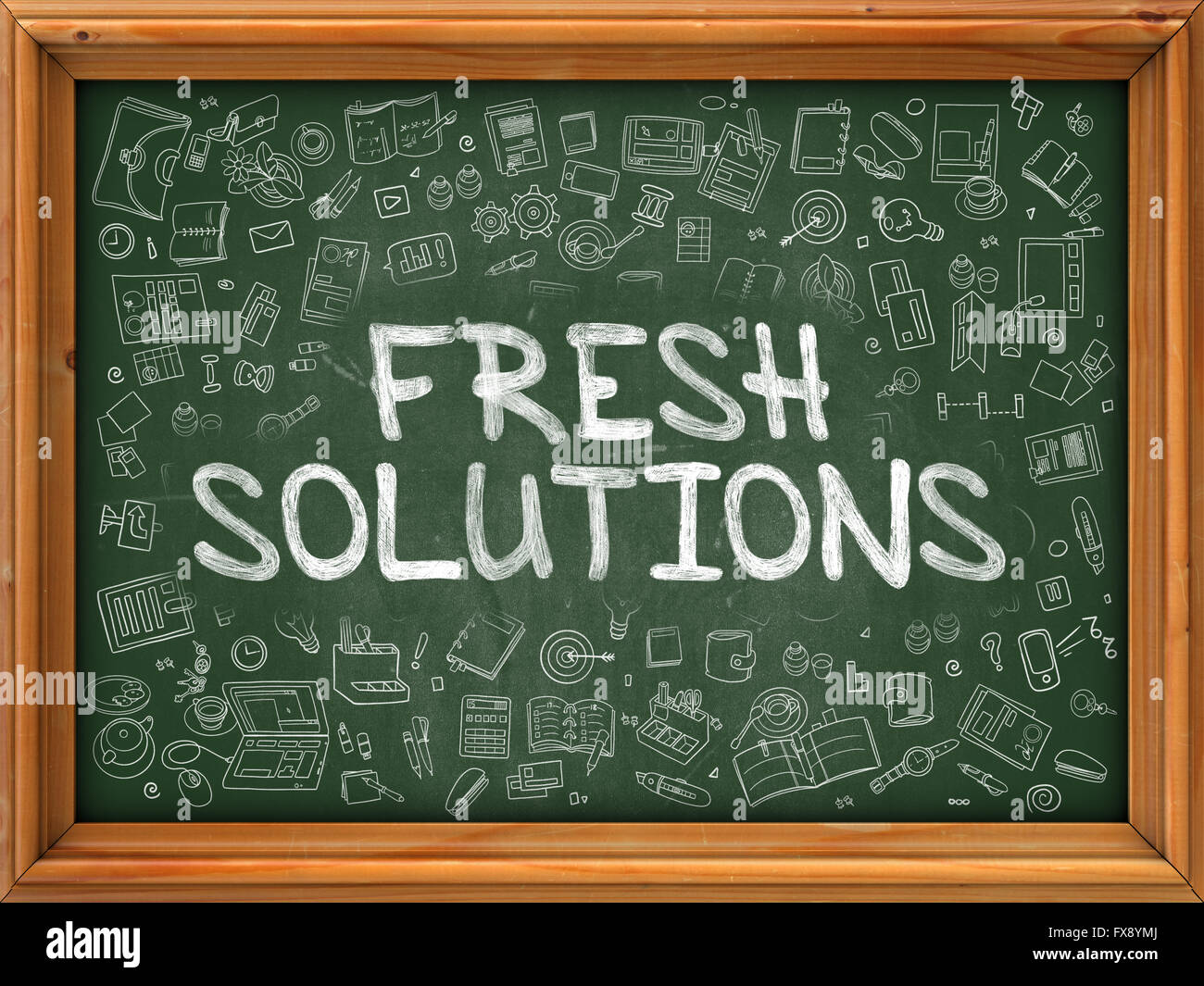 Fresh Solutions - Hand Drawn on Green Chalkboard Stock Photo - Alamy
