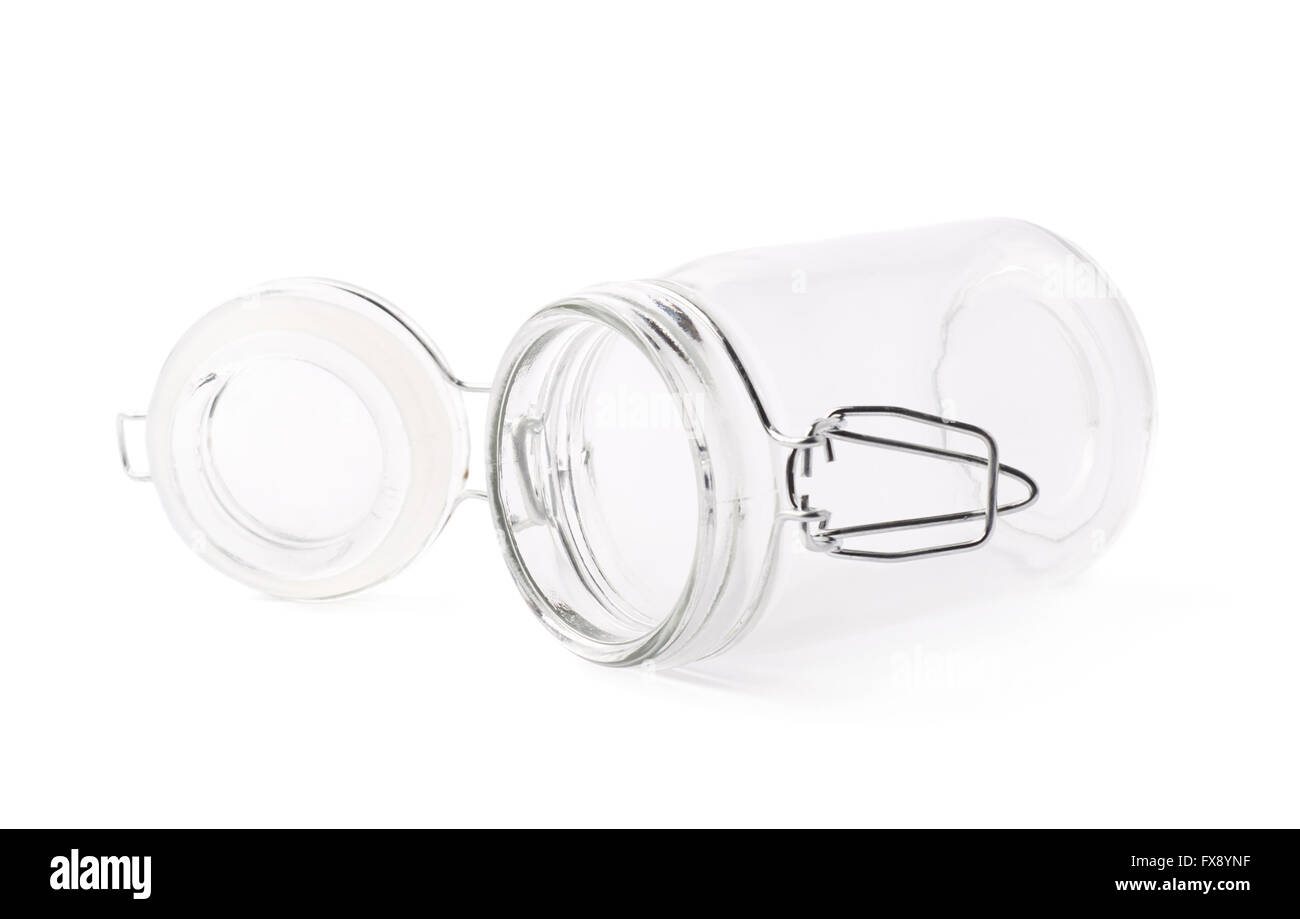 Empty glass jar isolated Stock Photo - Alamy