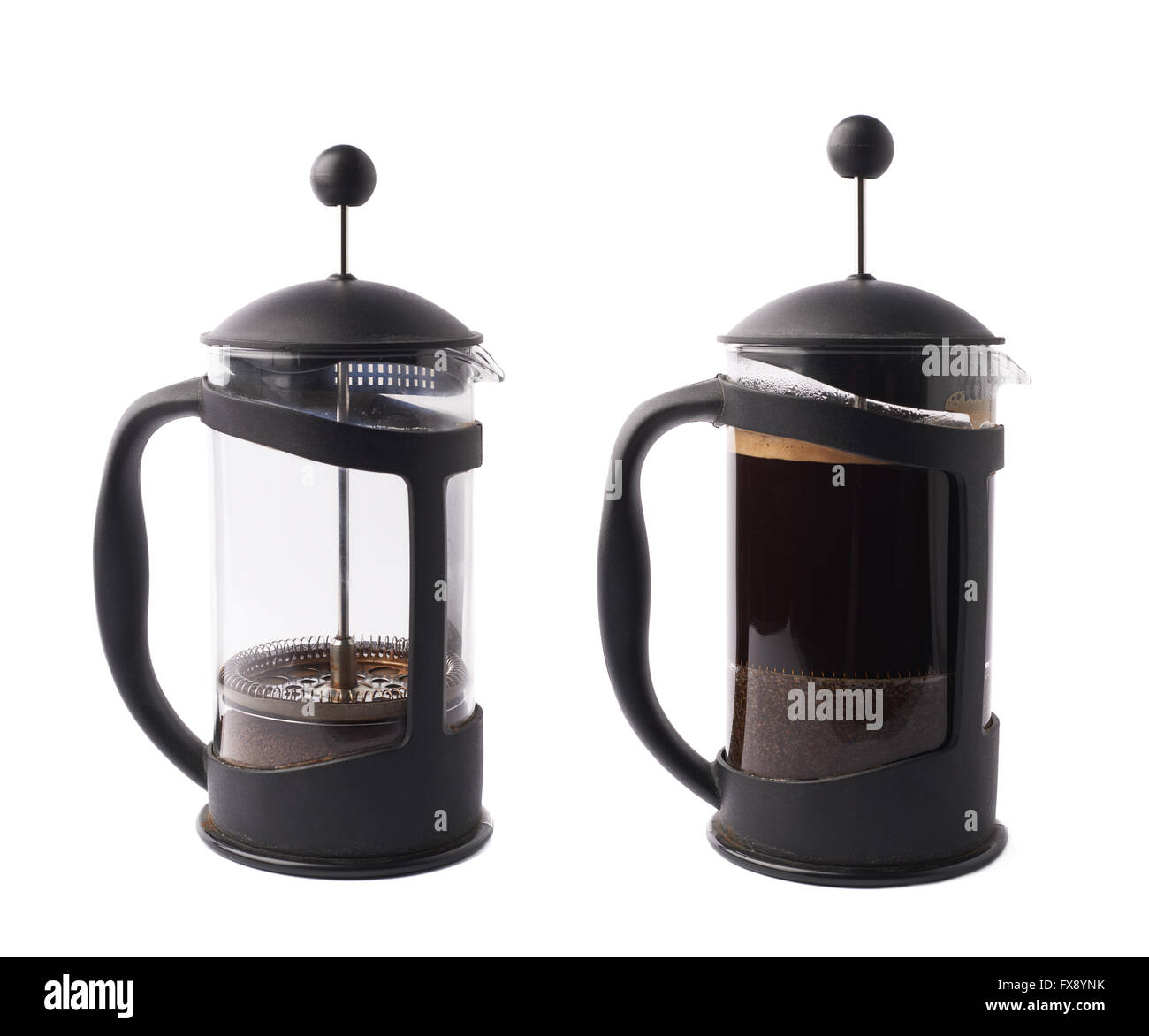 French press pot coffee maker isolated Stock Photo - Alamy