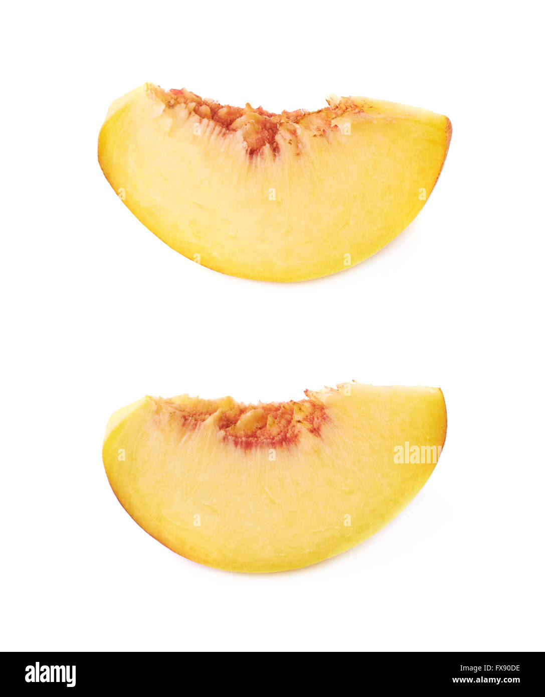 Peach fruit's slice isolated Stock Photo - Alamy