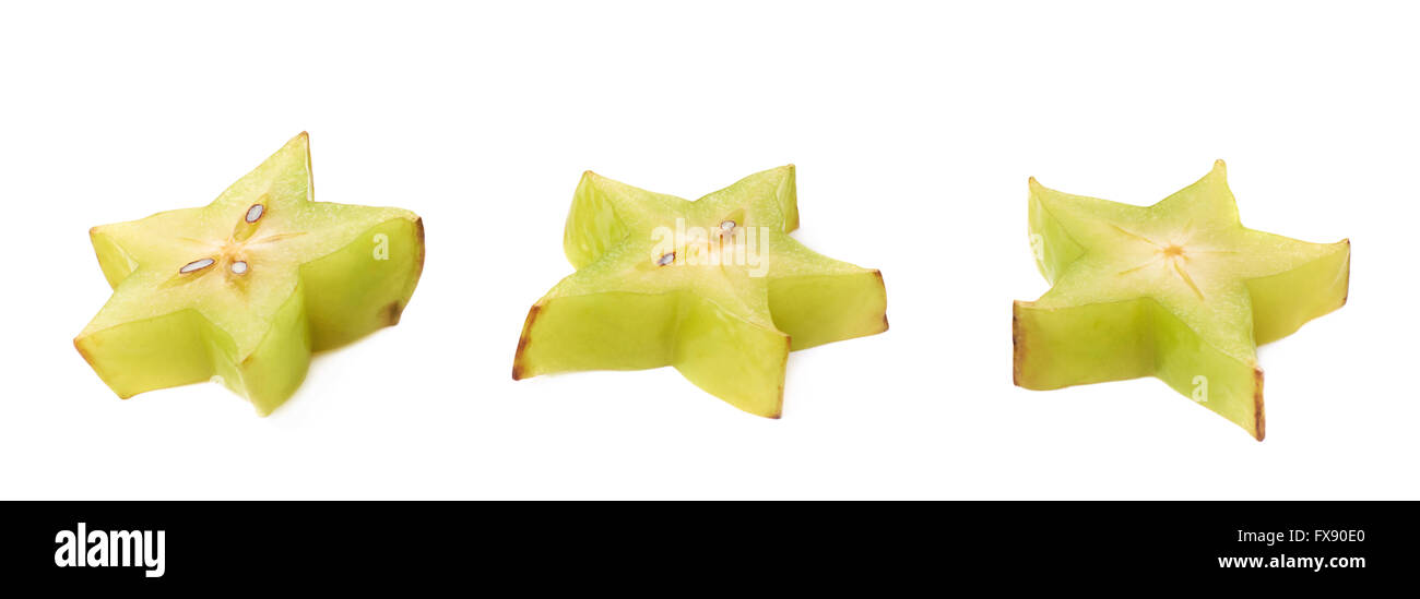 Averrhoa carambola starfruit cross-section isolated Stock Photo - Alamy