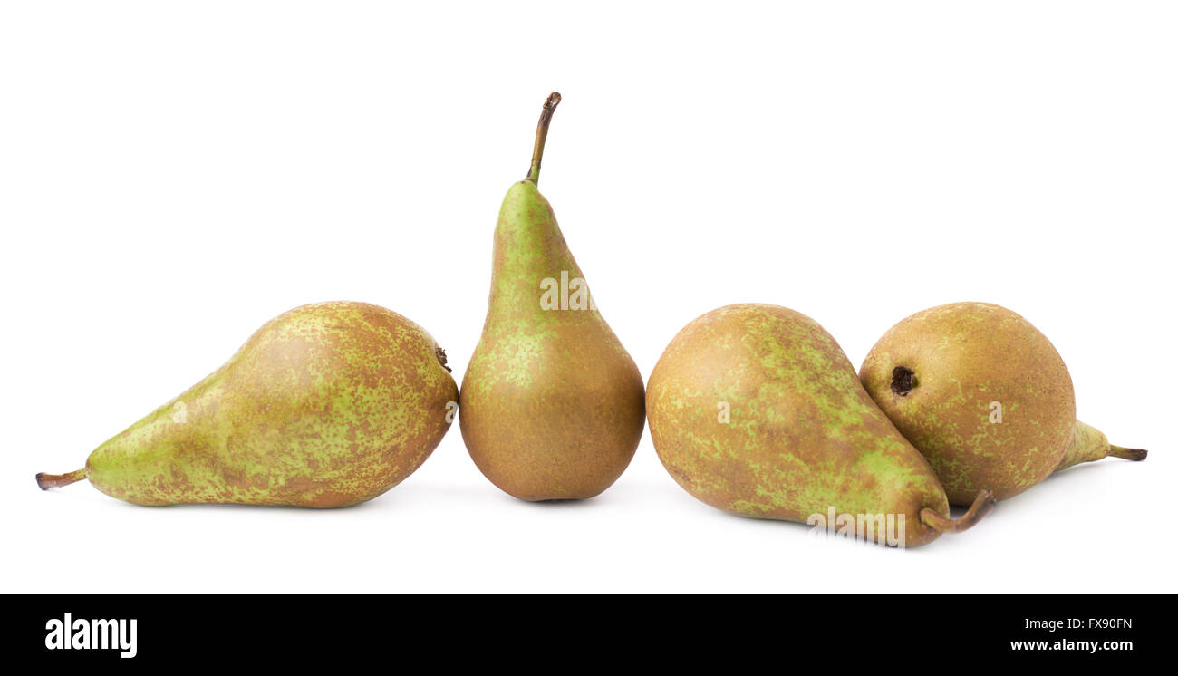 Four green pears composition isolated Stock Photo - Alamy