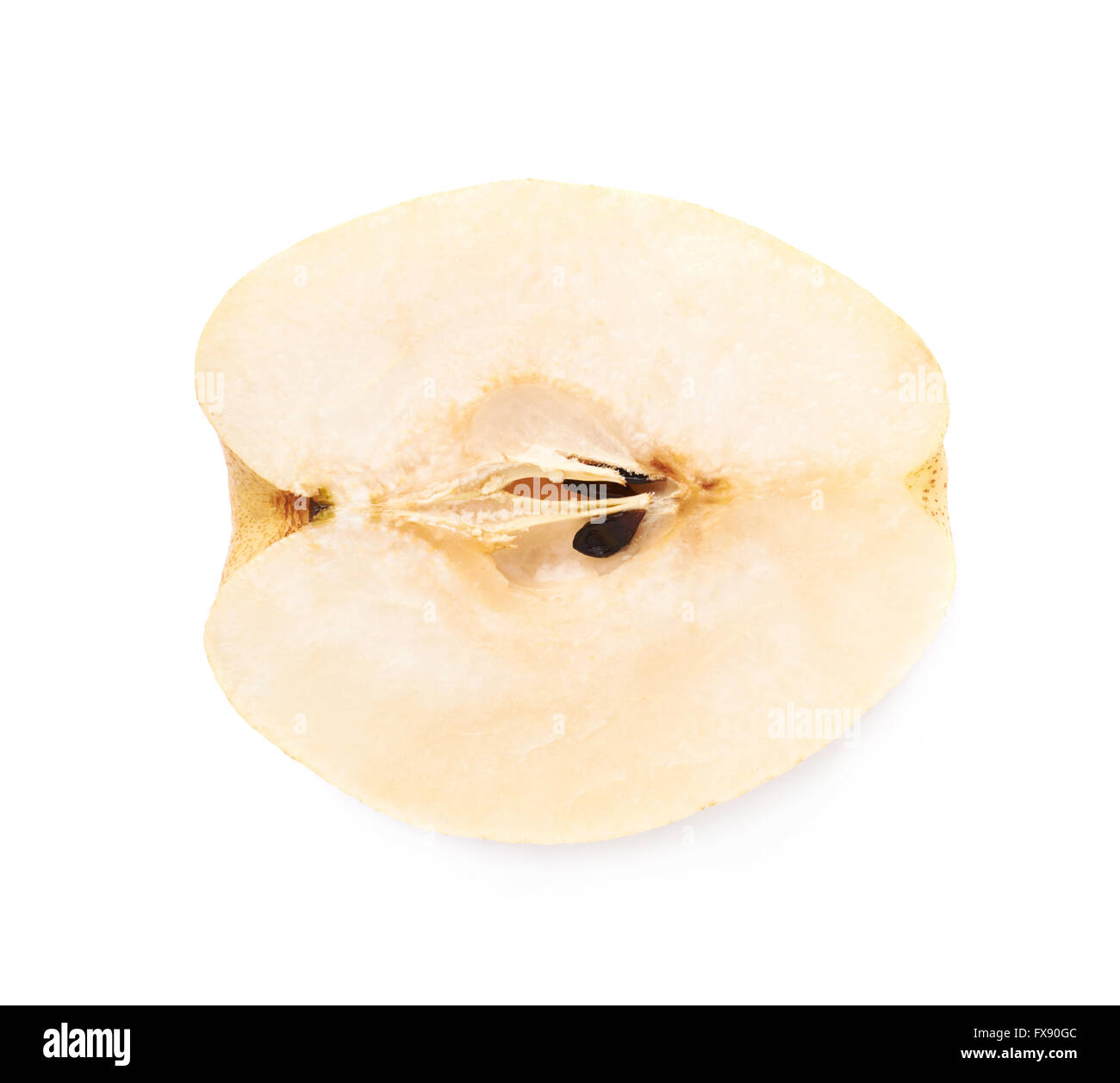 Yellow pear cut in half isolated Stock Photo - Alamy