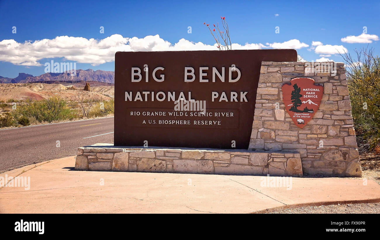 Entrance sign at Big Bend National Park in Texas Stock Photo - Alamy