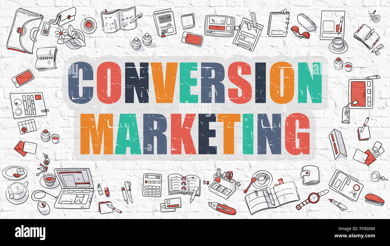 Conversion Marketing Concept. Multicolor on White Brickwall Stock Photo ...