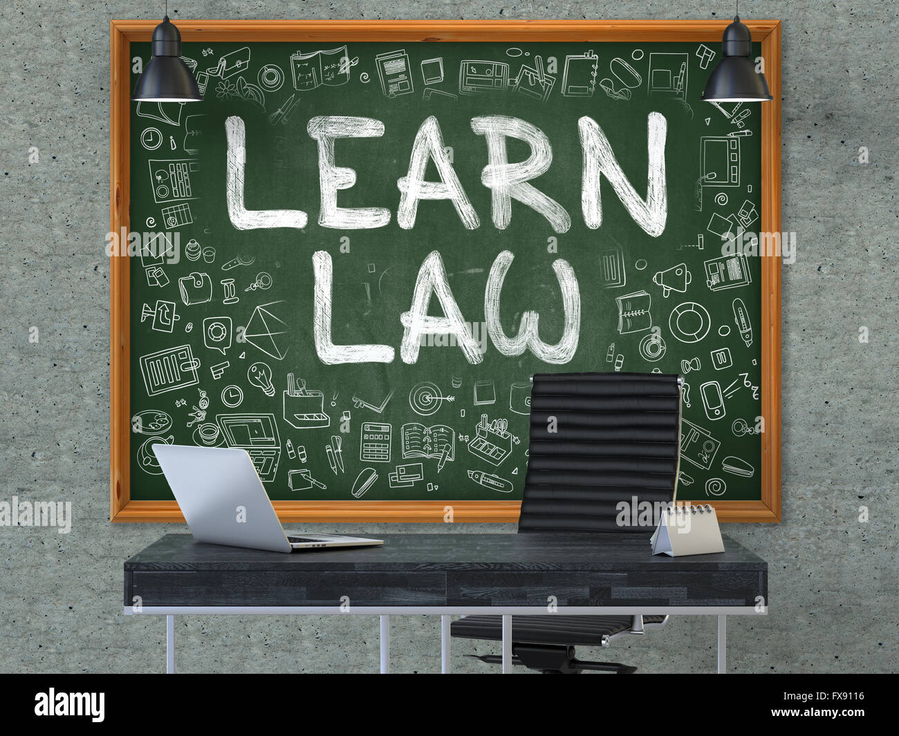Learn Law - Hand Drawn on Green Chalkboard Stock Photo - Alamy