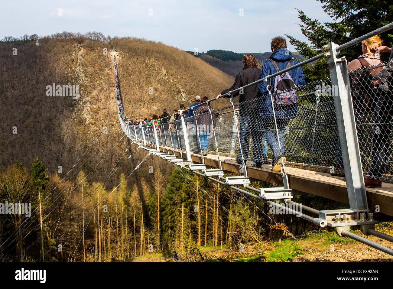 Suspension bridge Geierlay, between villages Mörsdorf and Sosberg, 360 ...