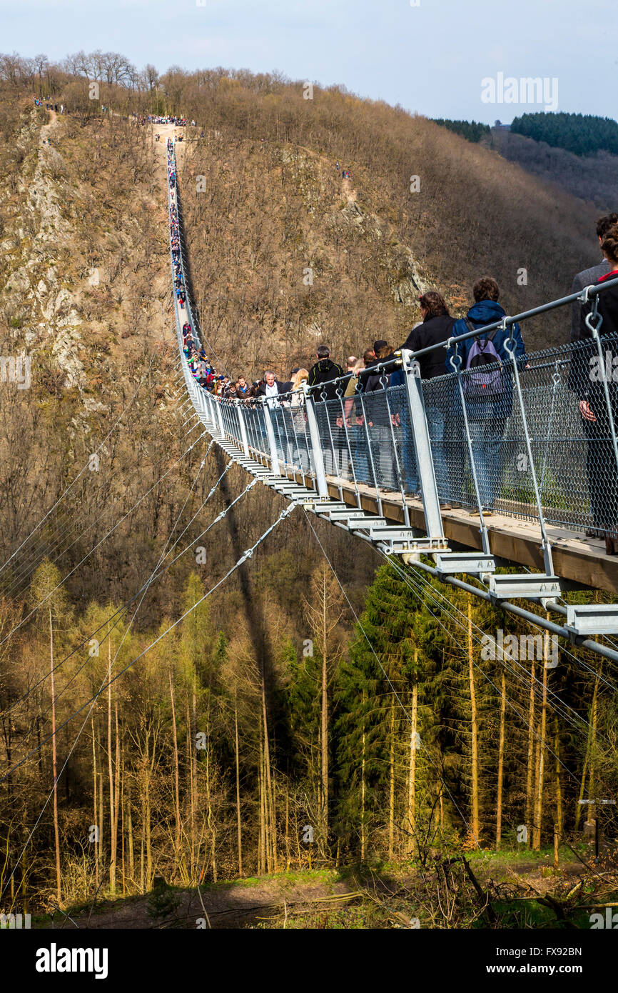 Suspension bridge Geierlay, between villages Mörsdorf and Sosberg, 360 ...