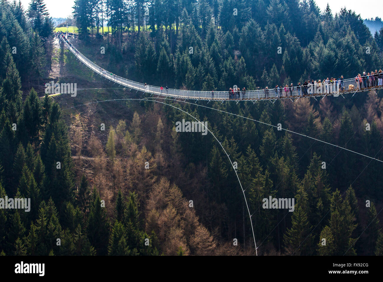 Suspension bridge Geierlay, between villages Mörsdorf and Sosberg, 360 ...