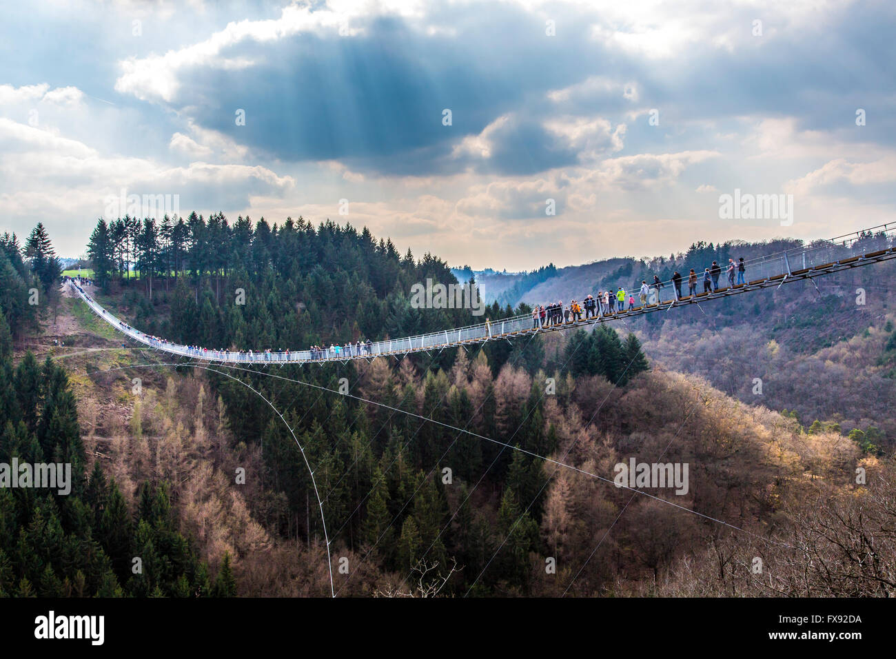 Suspension bridge Geierlay, between villages Mörsdorf and Sosberg, 360 ...