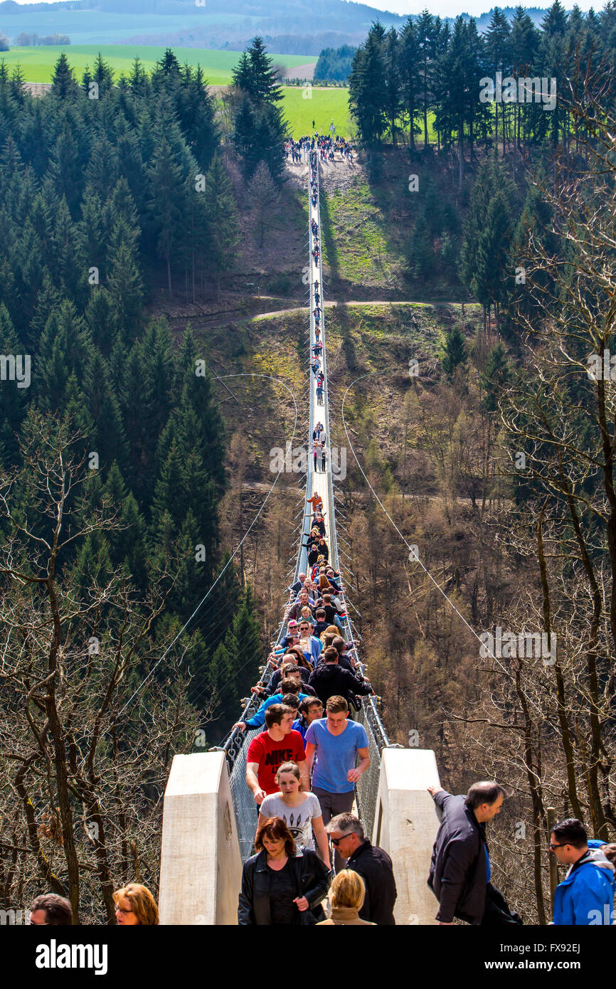 Suspension bridge Geierlay, between villages Mörsdorf and Sosberg, 360 ...