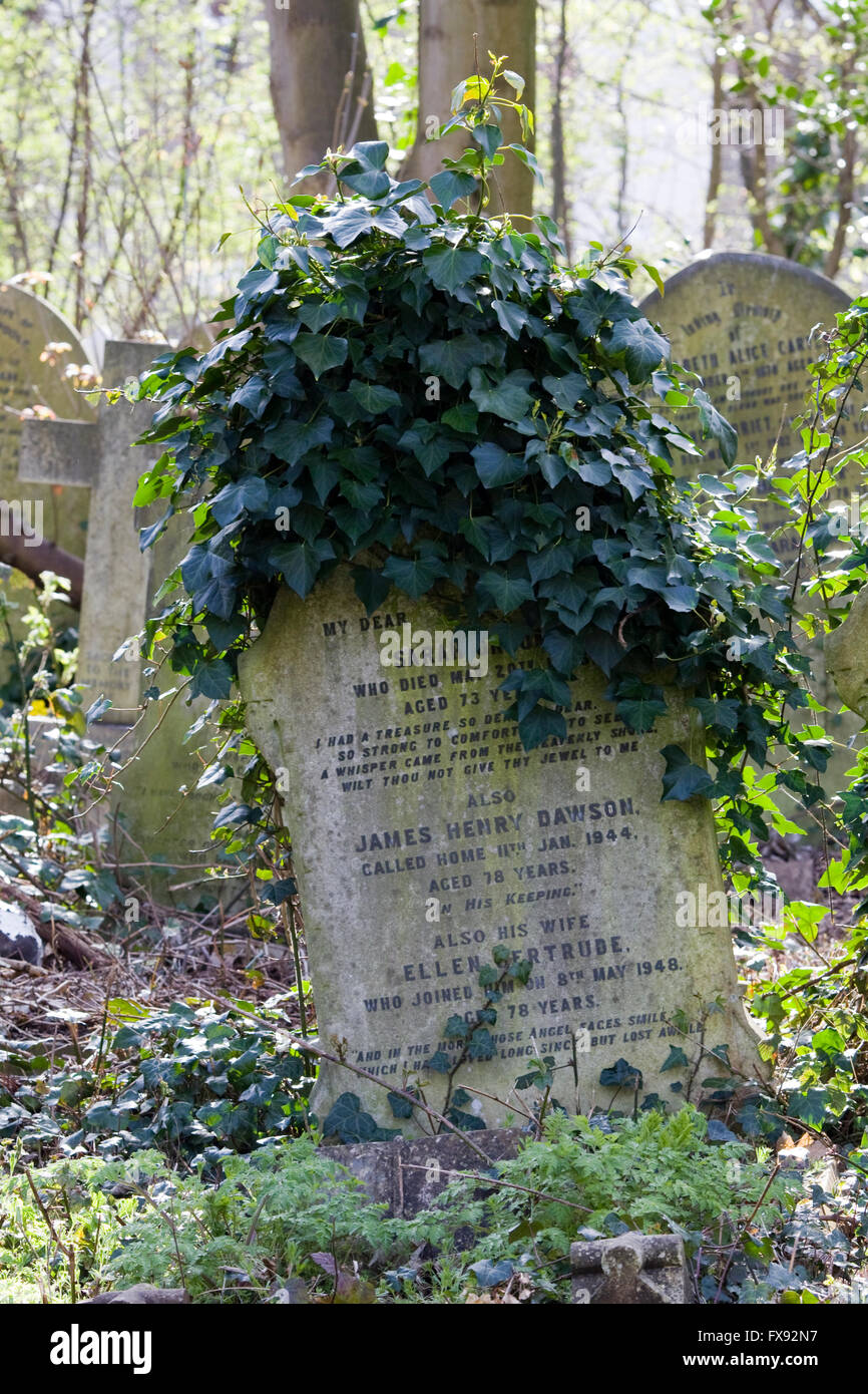 Damaged and fallen old graves and headstones in an Ancient Burial ...