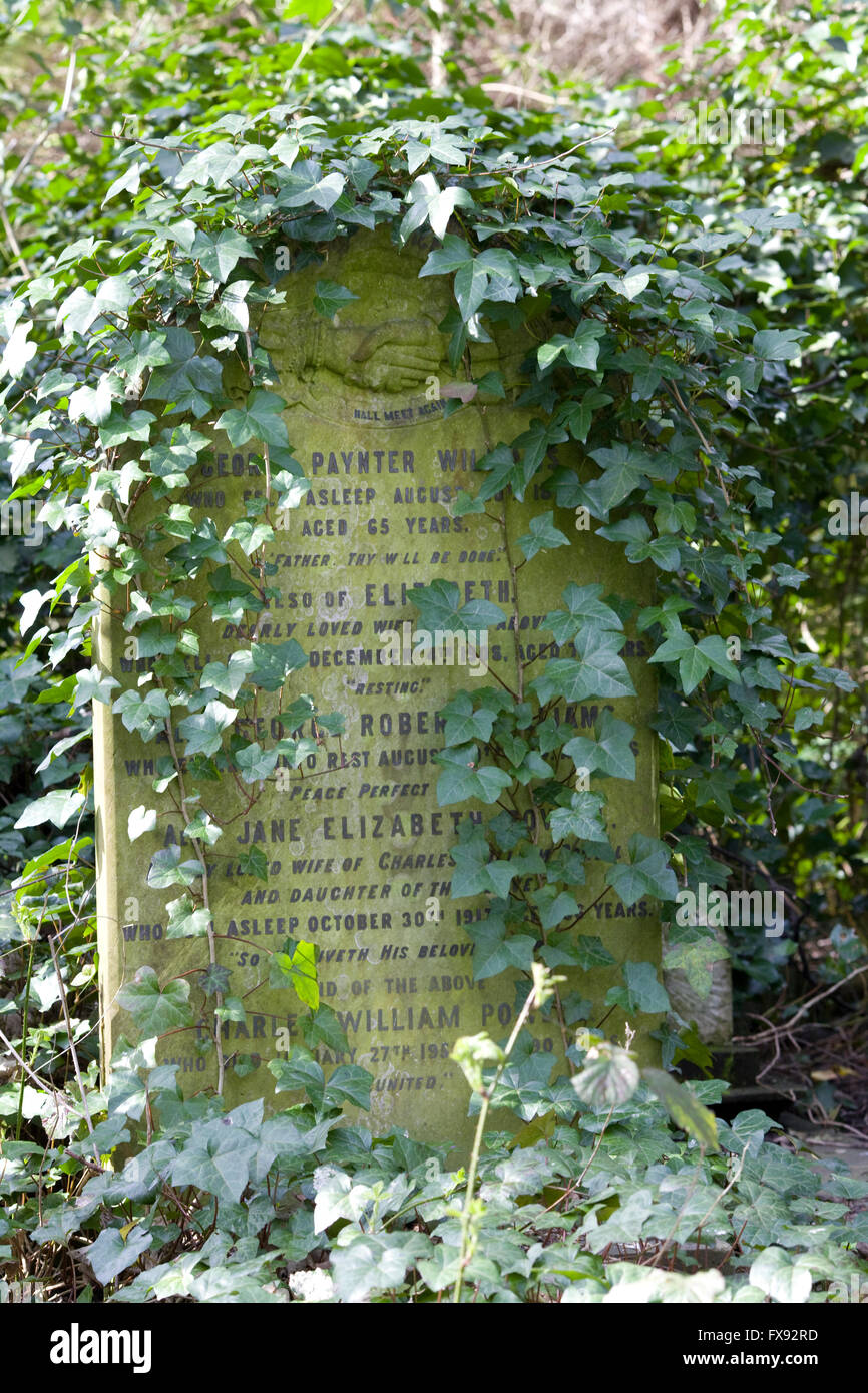 Damaged and fallen old graves and headstones in an Ancient Burial ...
