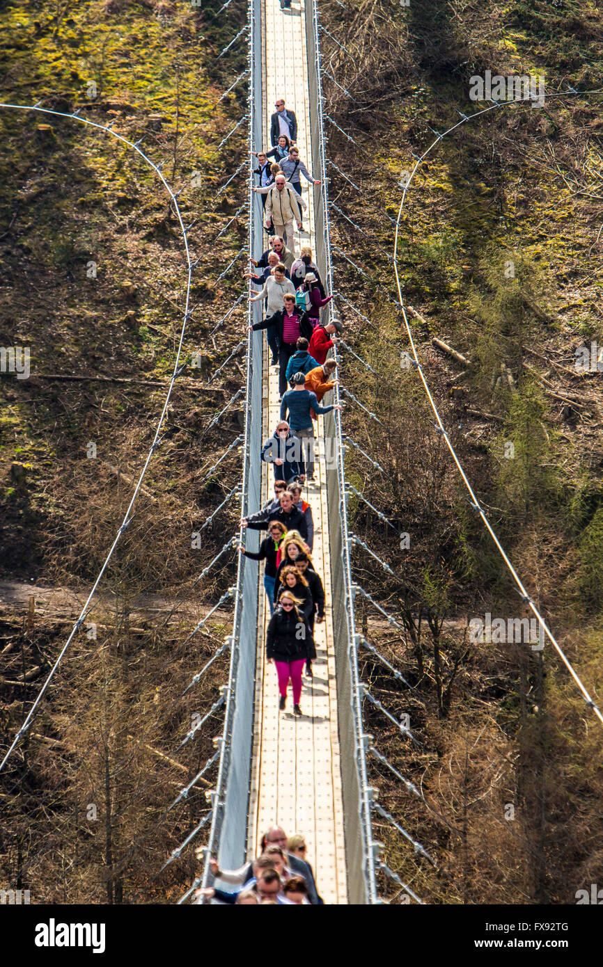 Suspension bridge Geierlay, between villages Mörsdorf and Sosberg, 360 ...