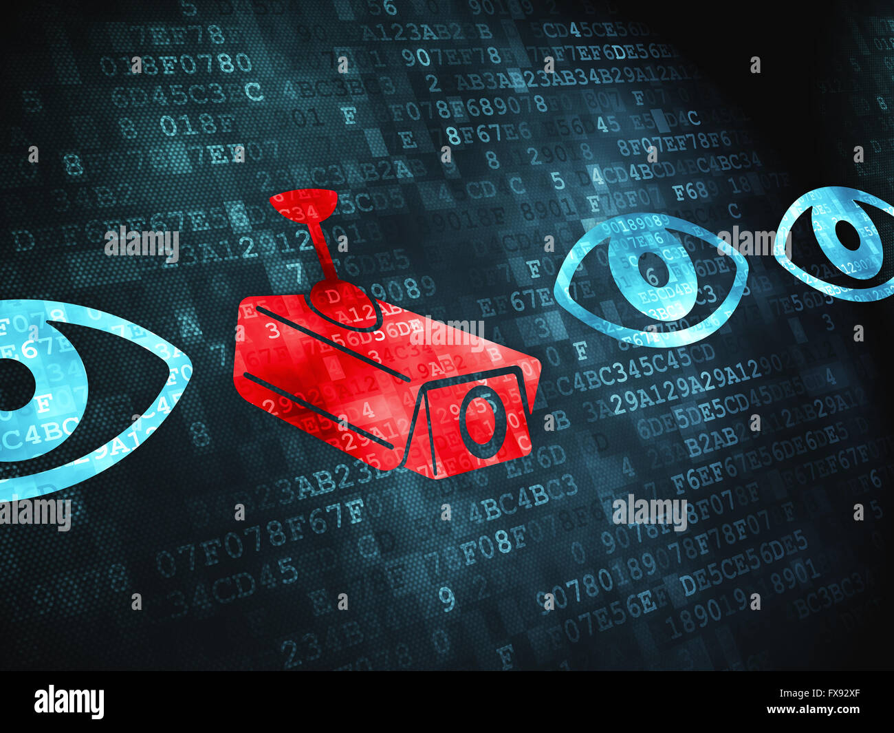 Privacy concept: Camera And Eye on digital background Stock Photo - Alamy