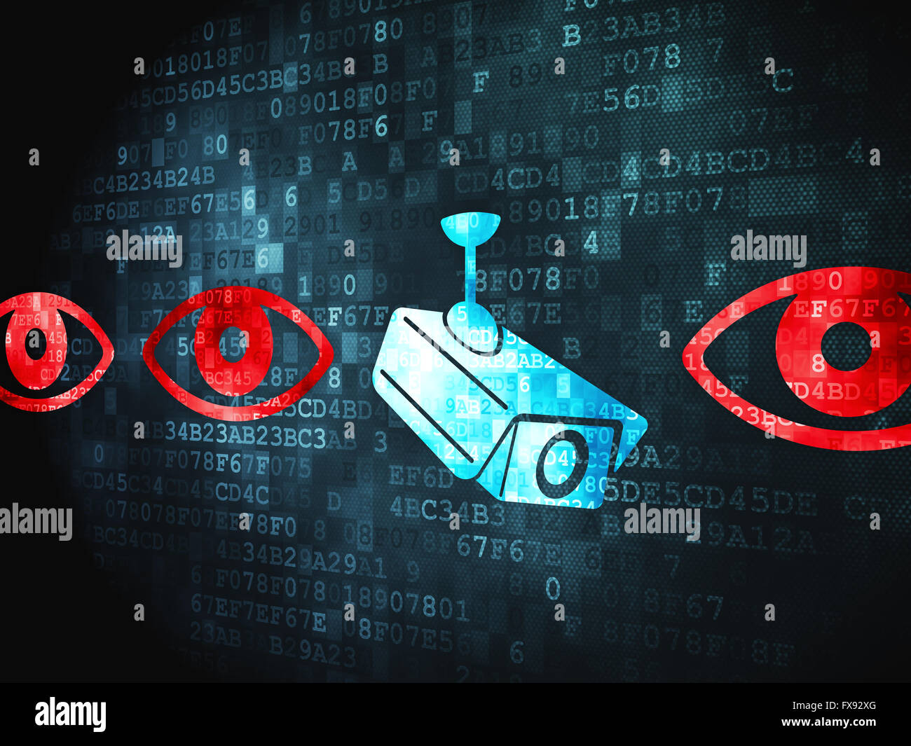 Safety concept: Camera And Eye on digital background Stock Photo - Alamy