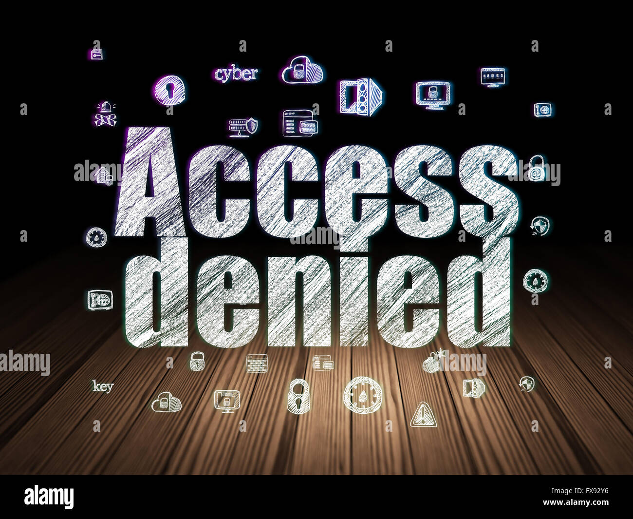 Protection concept: Access Denied in grunge dark room Stock Photo - Alamy