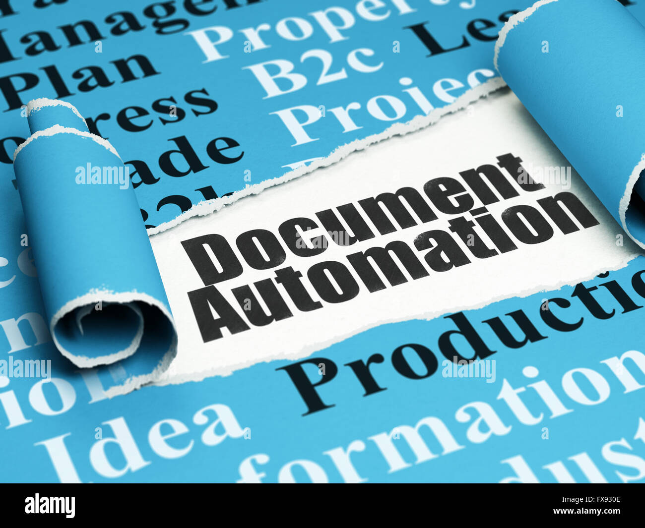 Business concept: black text Document Automation under the piece of torn paper Stock Photo - Alamy