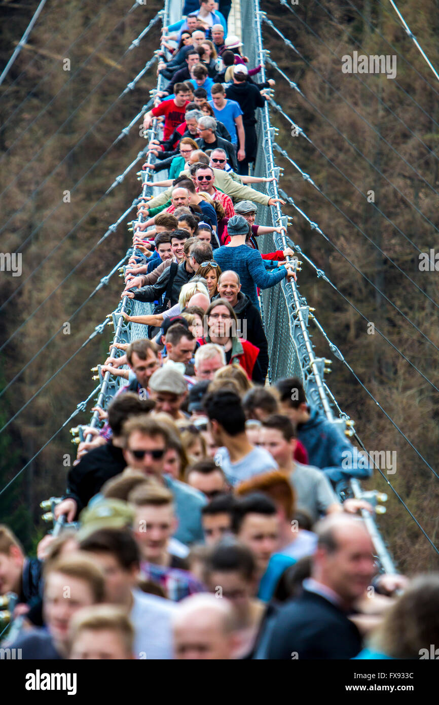 Suspension bridge Geierlay, between villages Mörsdorf and Sosberg, 360 ...
