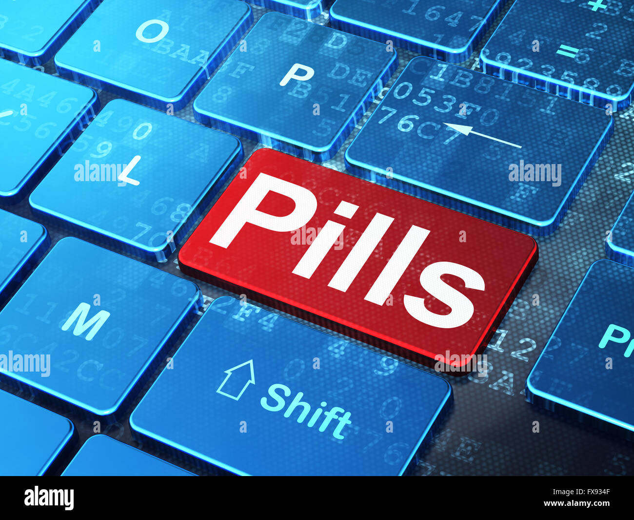 Health concept: Pills on computer keyboard background Stock Photo - Alamy