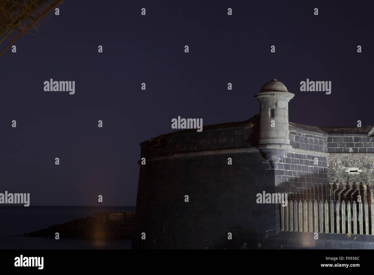 Night view of Castle of John Baptist, also called Castillo Negro Black ...