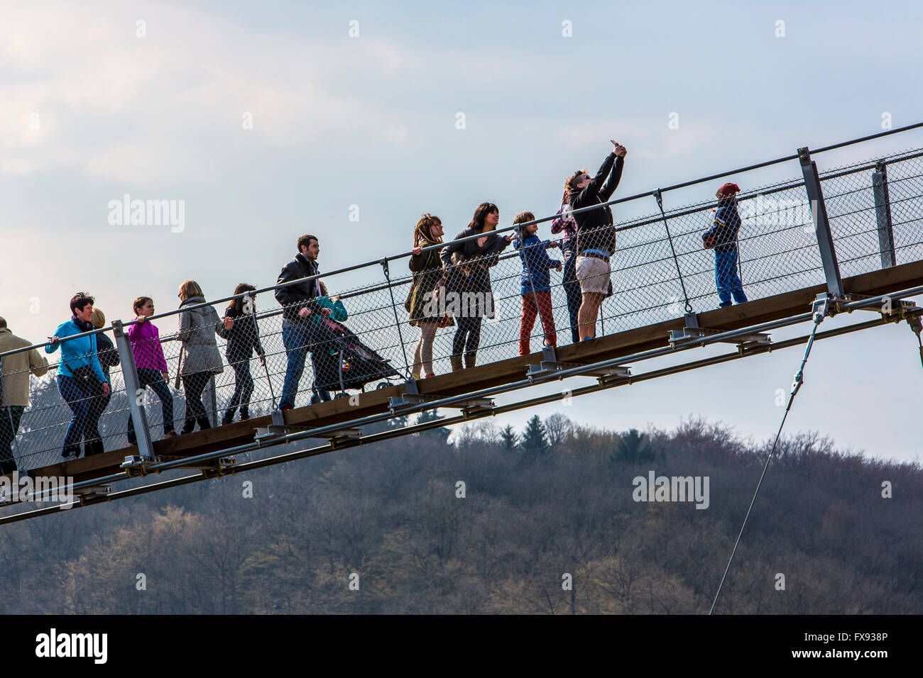 Suspension bridge Geierlay, between villages Mörsdorf and Sosberg, 360 ...