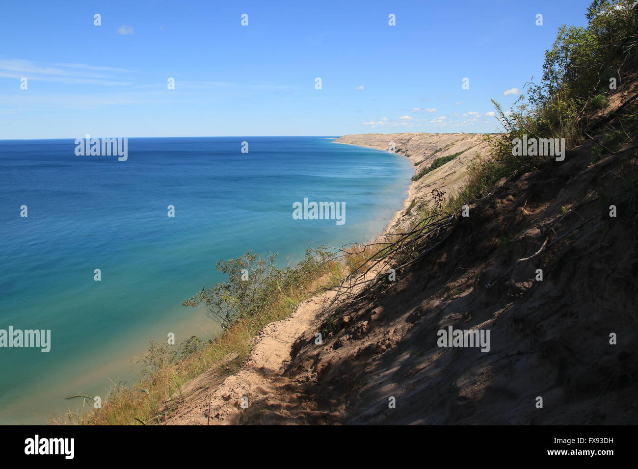 Huge sand dunes of Pictured Rocks National Lakeshore, on Lake Superior ...