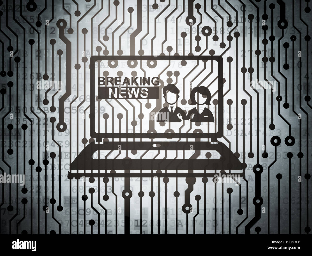 News concept: circuit board with Breaking News On Laptop Stock Photo ...