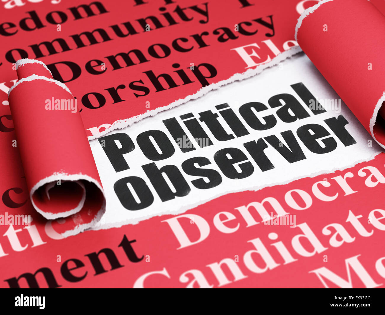 Political concept: black text Political Observer under the piece of ...