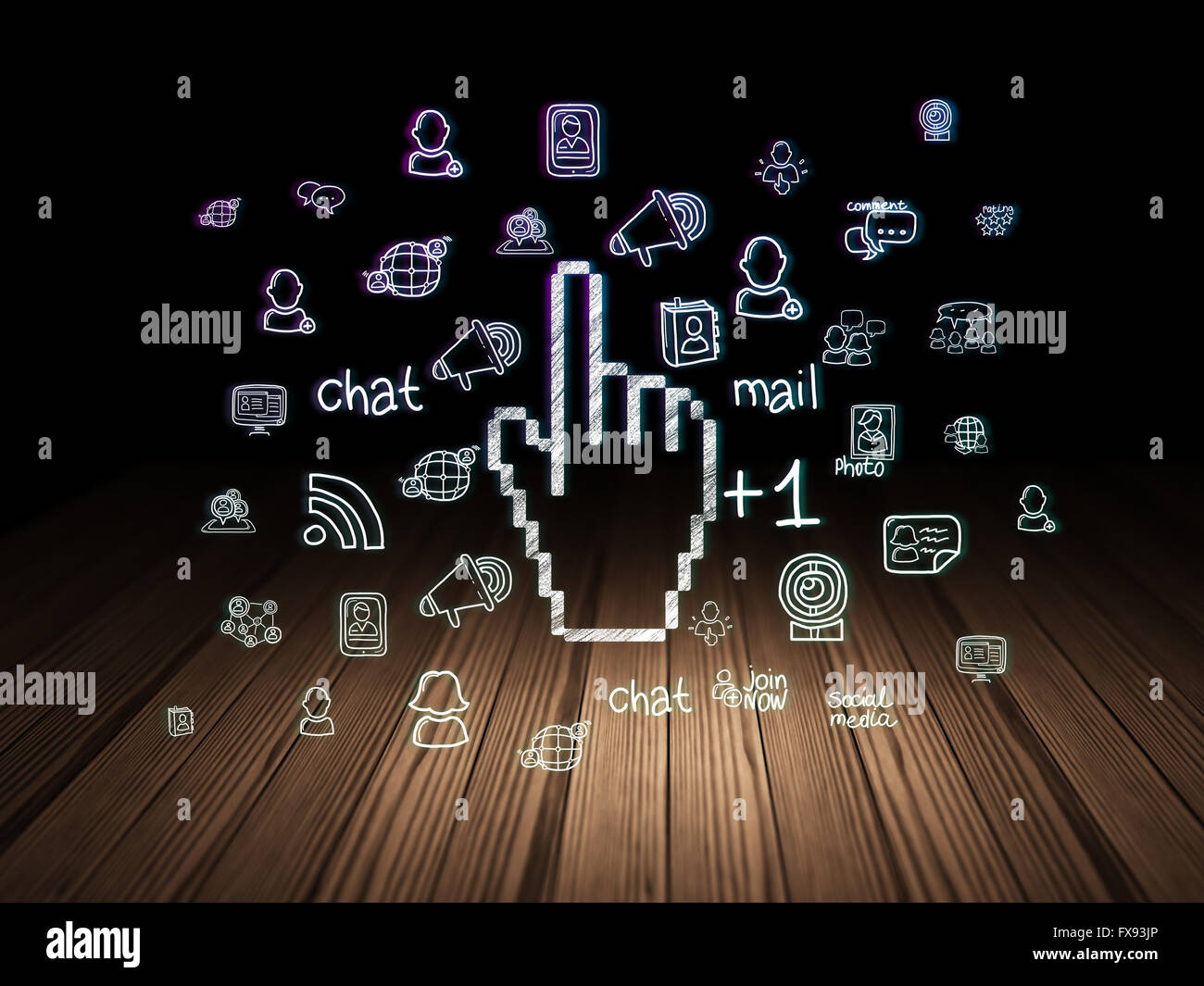 Social network concept: Mouse Cursor in grunge dark room Stock Photo ...