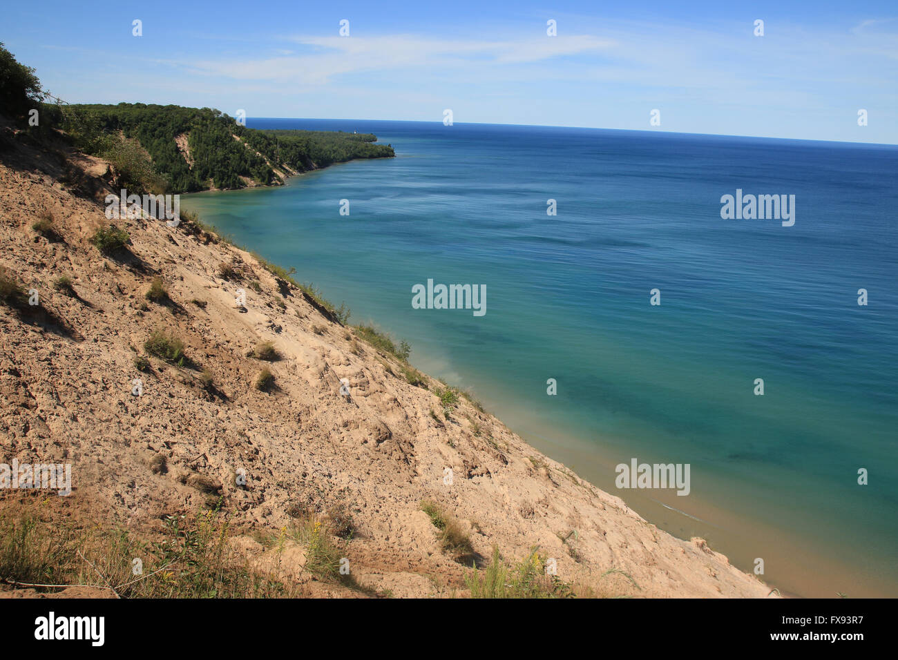 Huge sand dunes of Pictured Rocks National Lakeshore, on Lake Superior ...