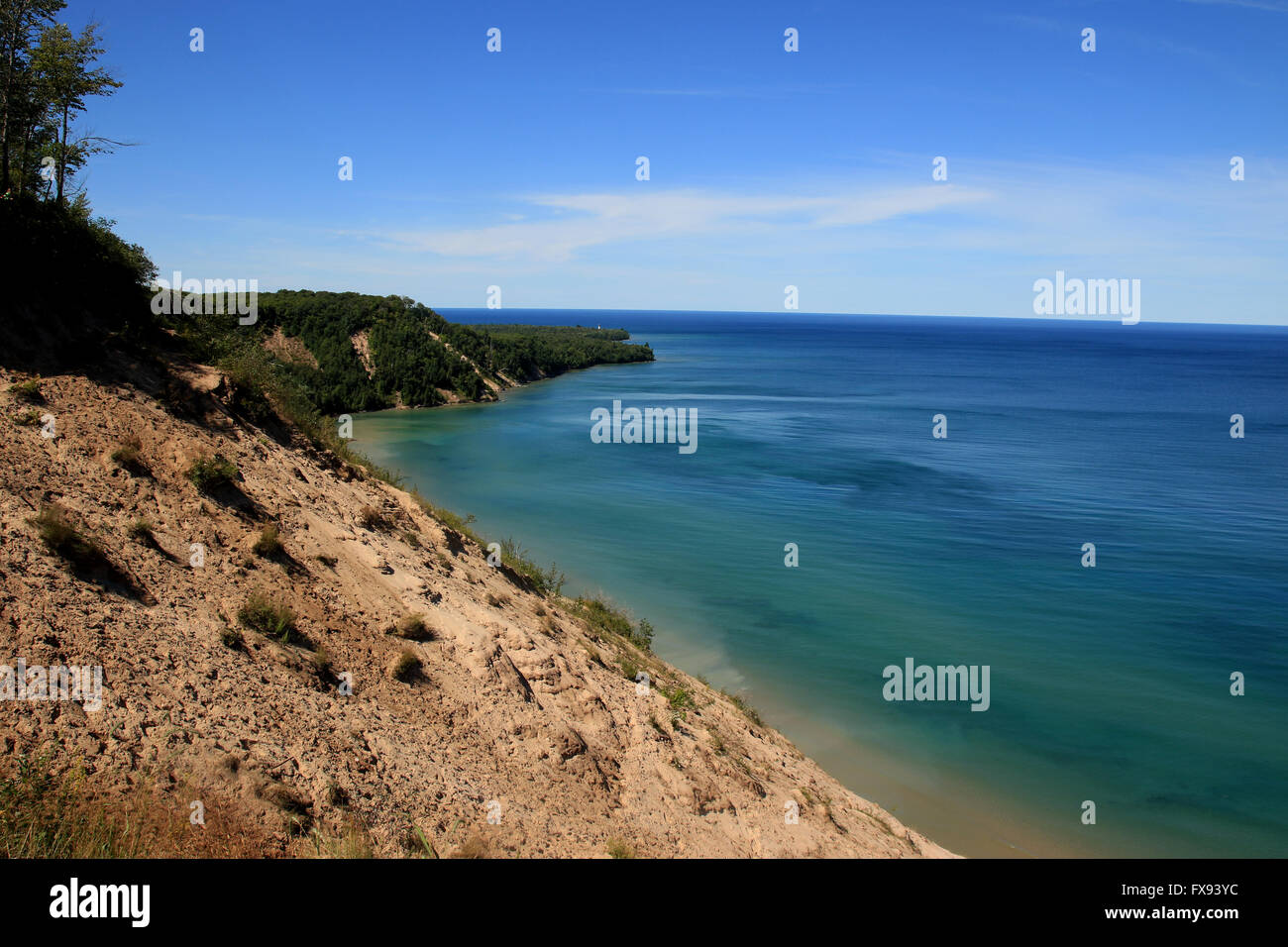 Huge sand dunes of Pictured Rocks National Lakeshore, on Lake Superior ...
