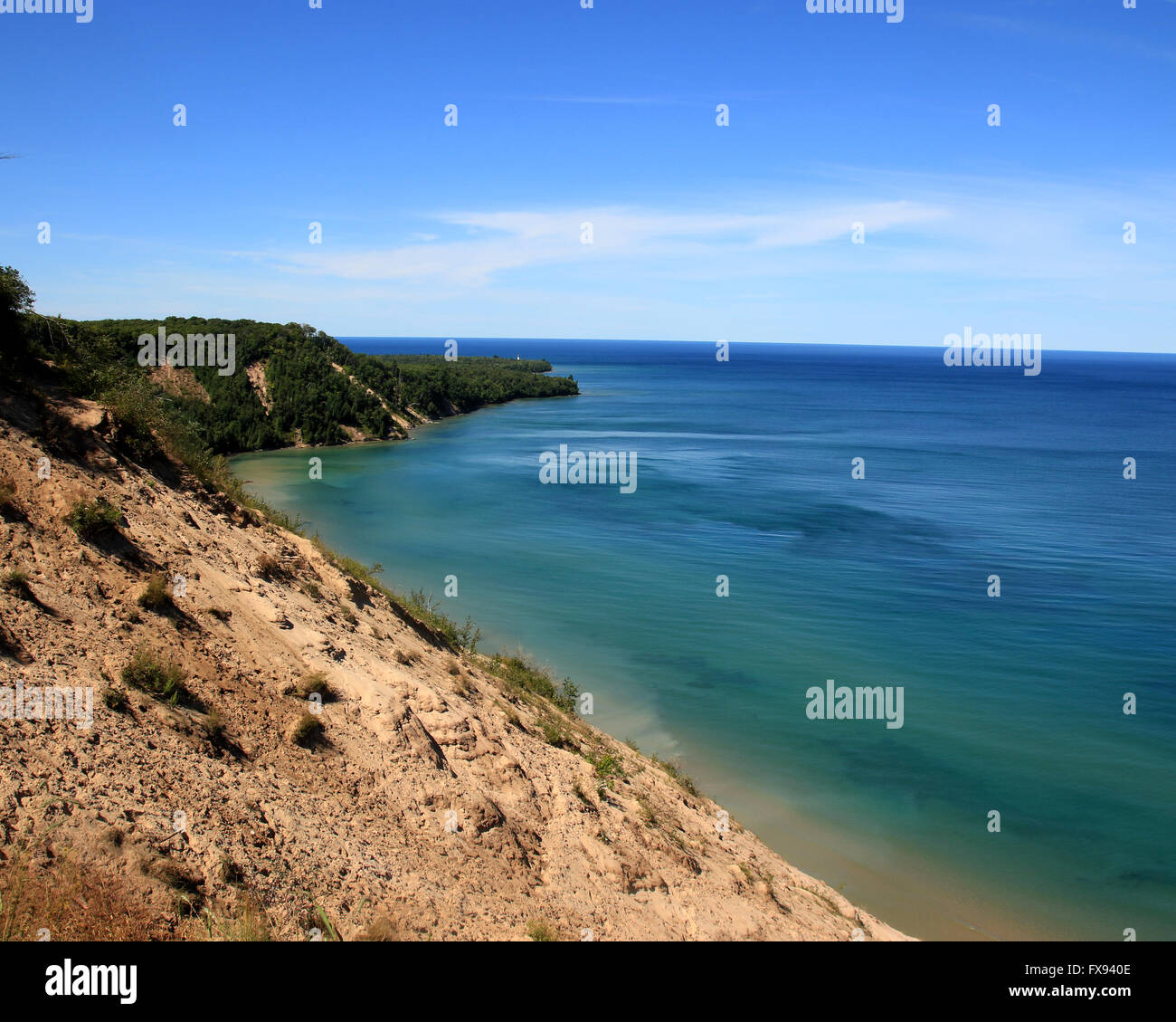 Huge sand dunes of Pictured Rocks National Lakeshore, on Lake Superior ...