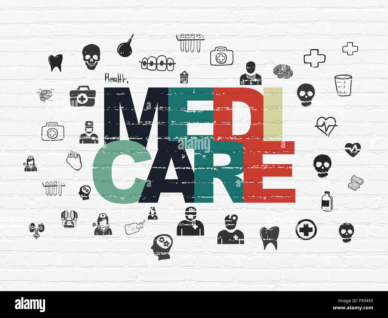 Health concept: Medicare on wall background Stock Photo - Alamy