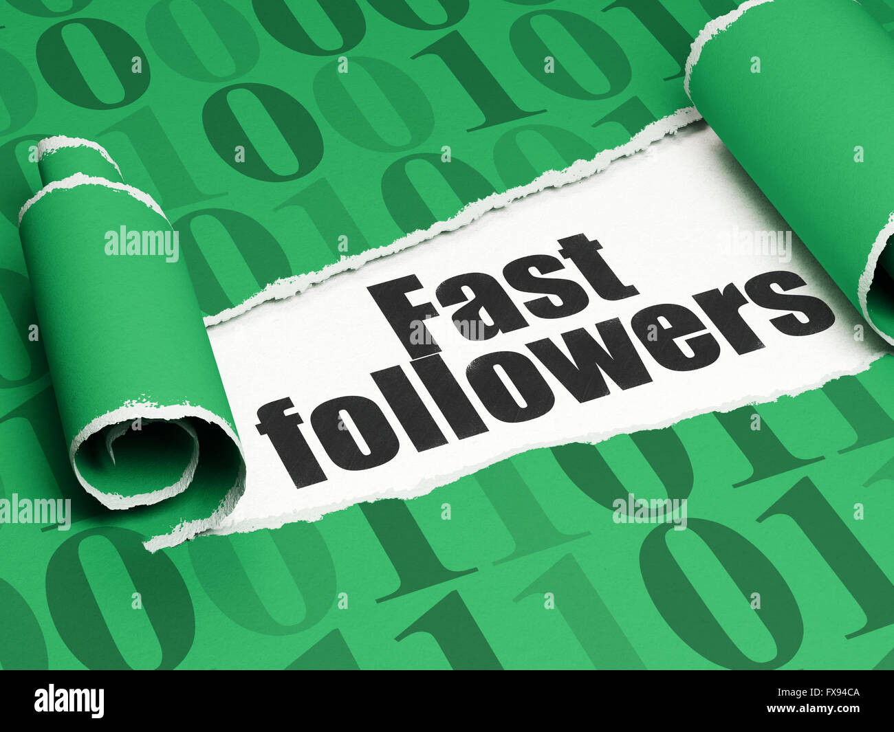 Business concept: black text Fast Followers under the piece of torn ...