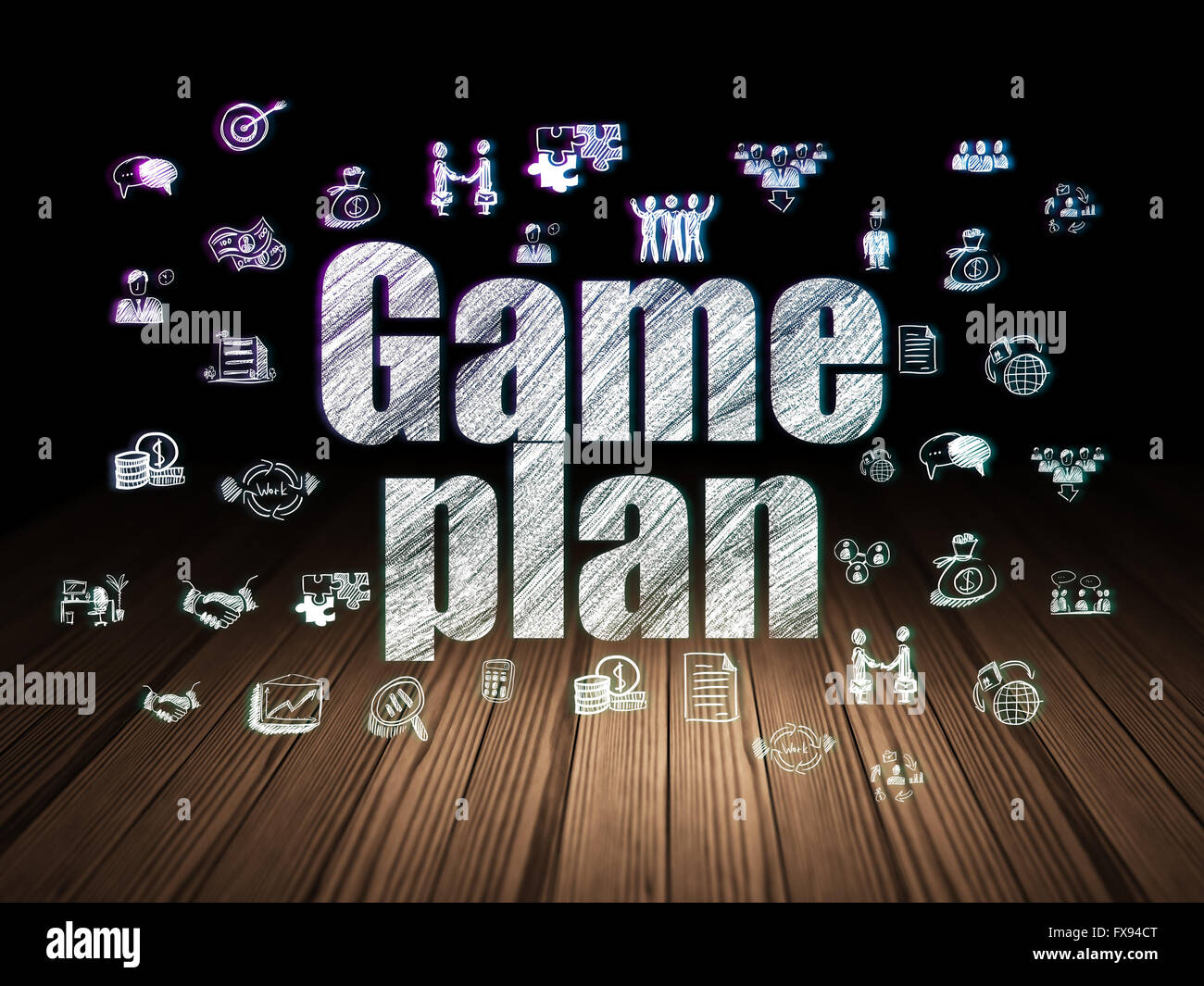 Finance concept: Game Plan in grunge dark room Stock Photo - Alamy