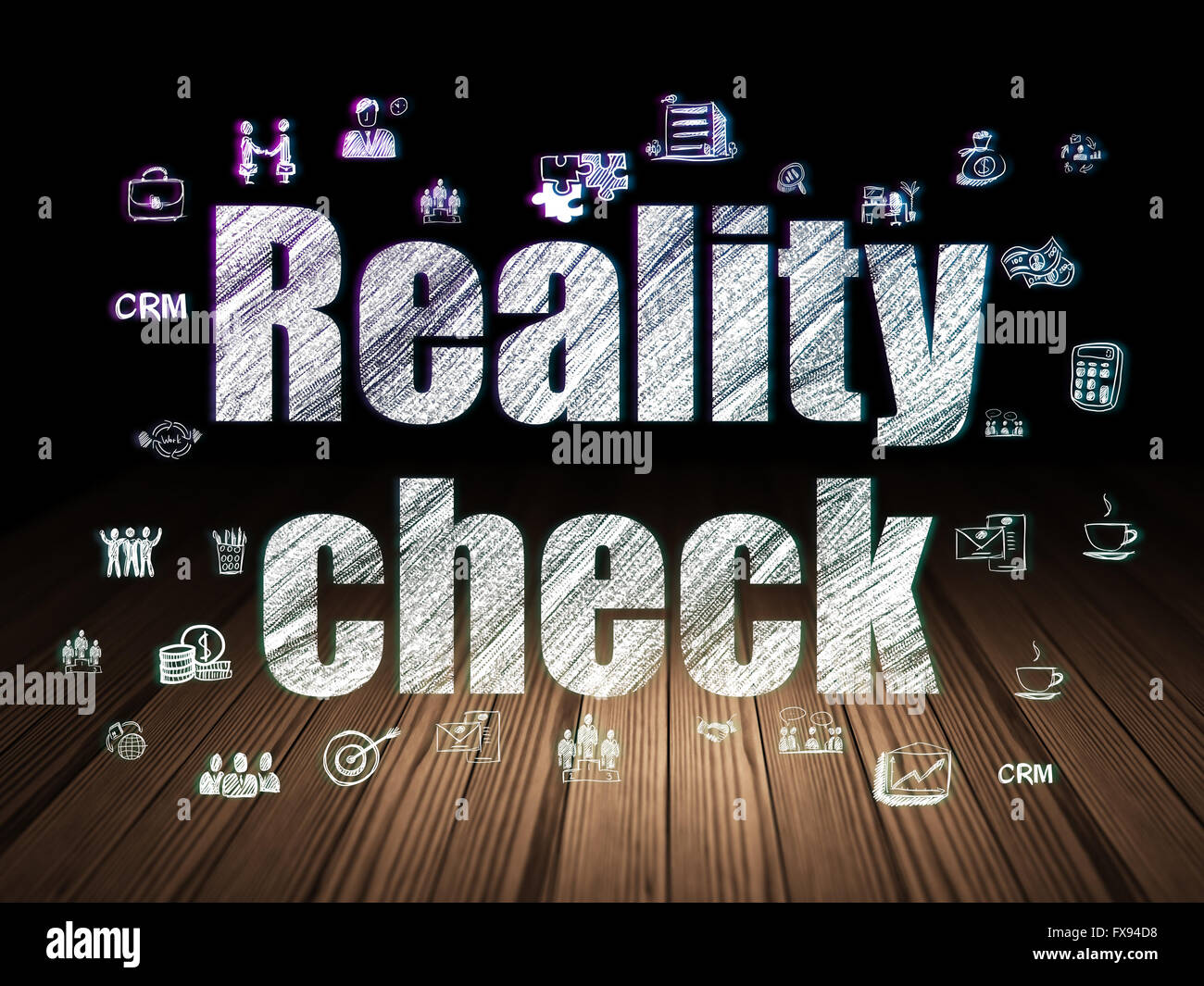 Business concept: Reality Check in grunge dark room Stock Photo - Alamy
