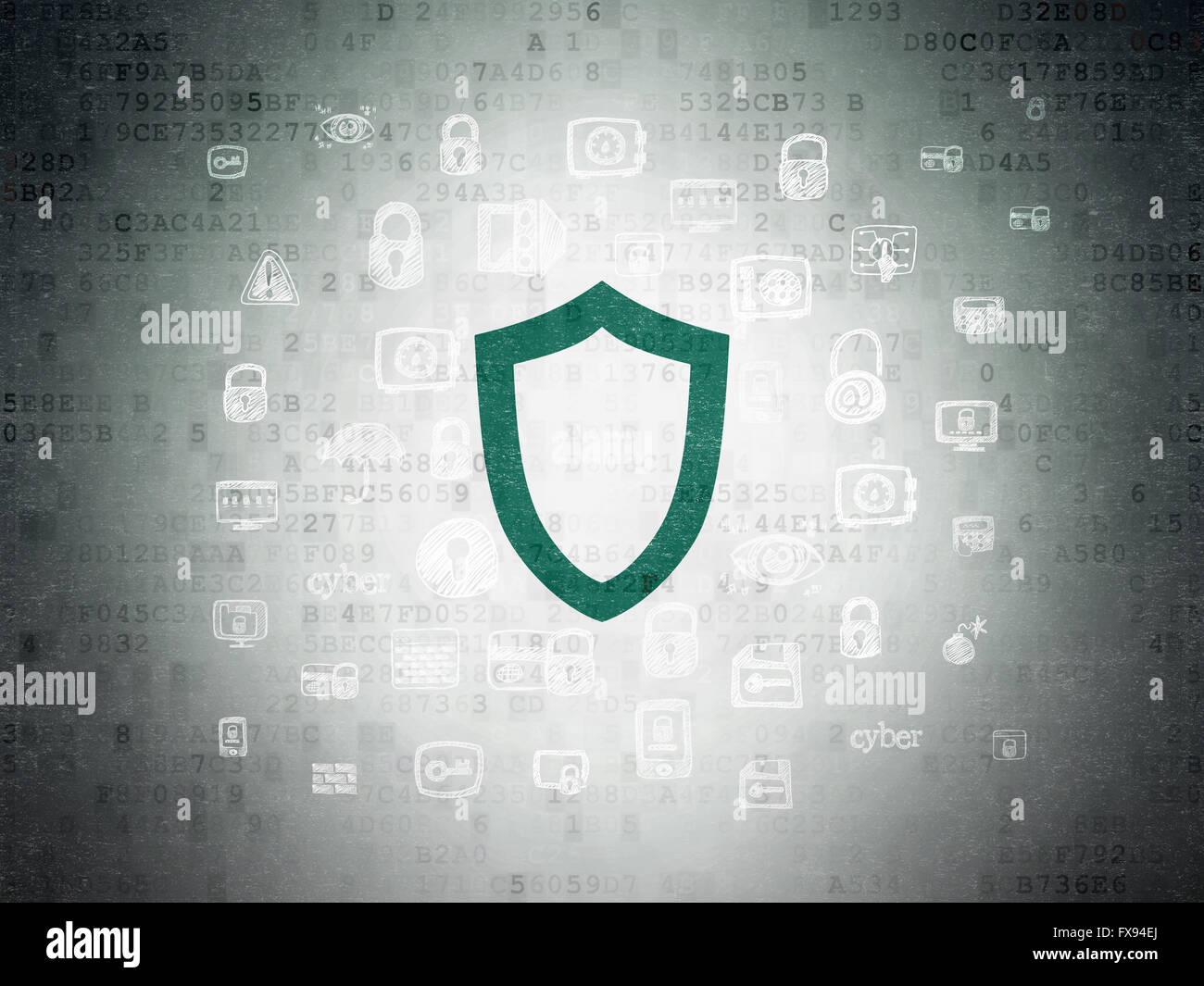 Privacy concept: Contoured Shield on Digital Paper background Stock ...