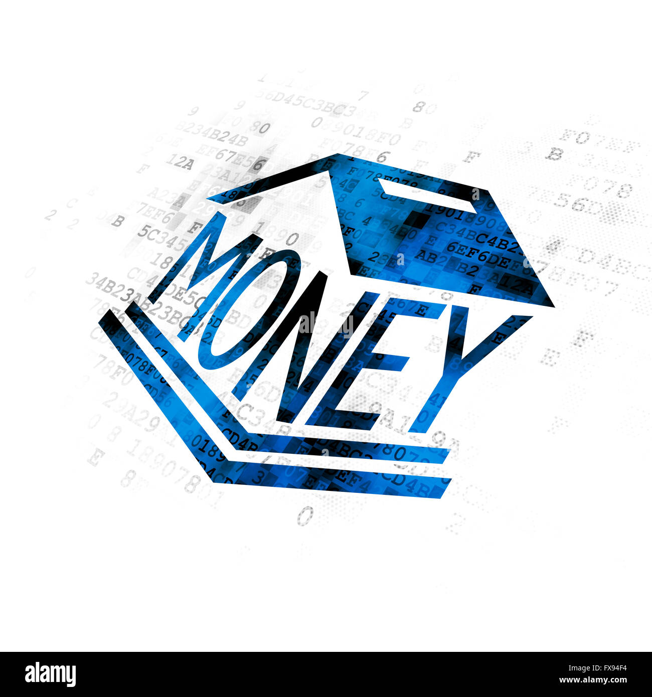 Currency concept: Money Box on Digital background Stock Photo - Alamy