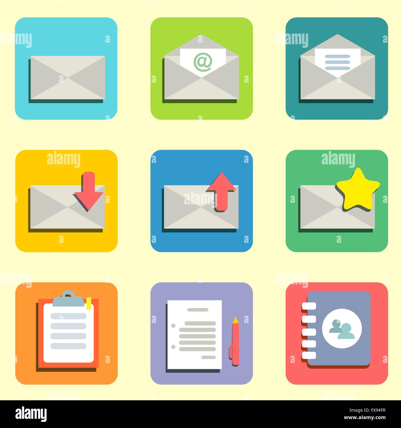 mail flat icons Stock Vector Image & Art - Alamy