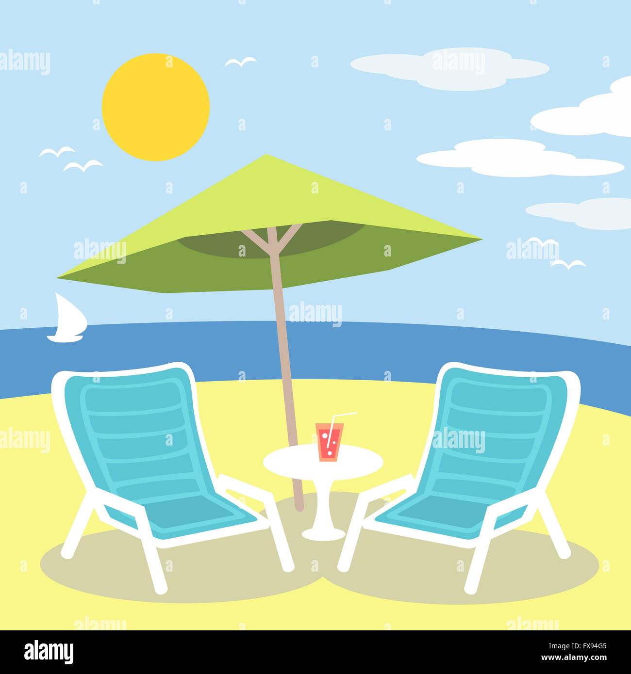 Blue lounge chairs Stock Vector Images - Alamy