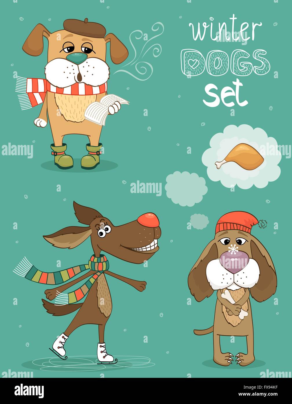 Cute dog in winter Stock Vector Images - Alamy