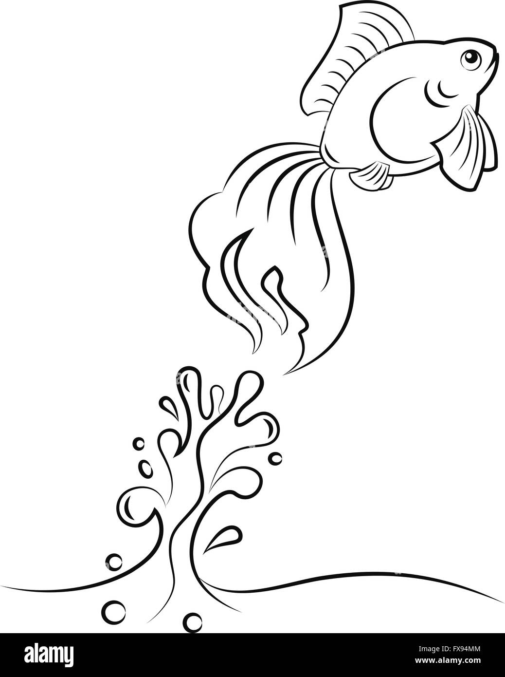 Golden fish on black Black and White Stock Photos & Images - Alamy