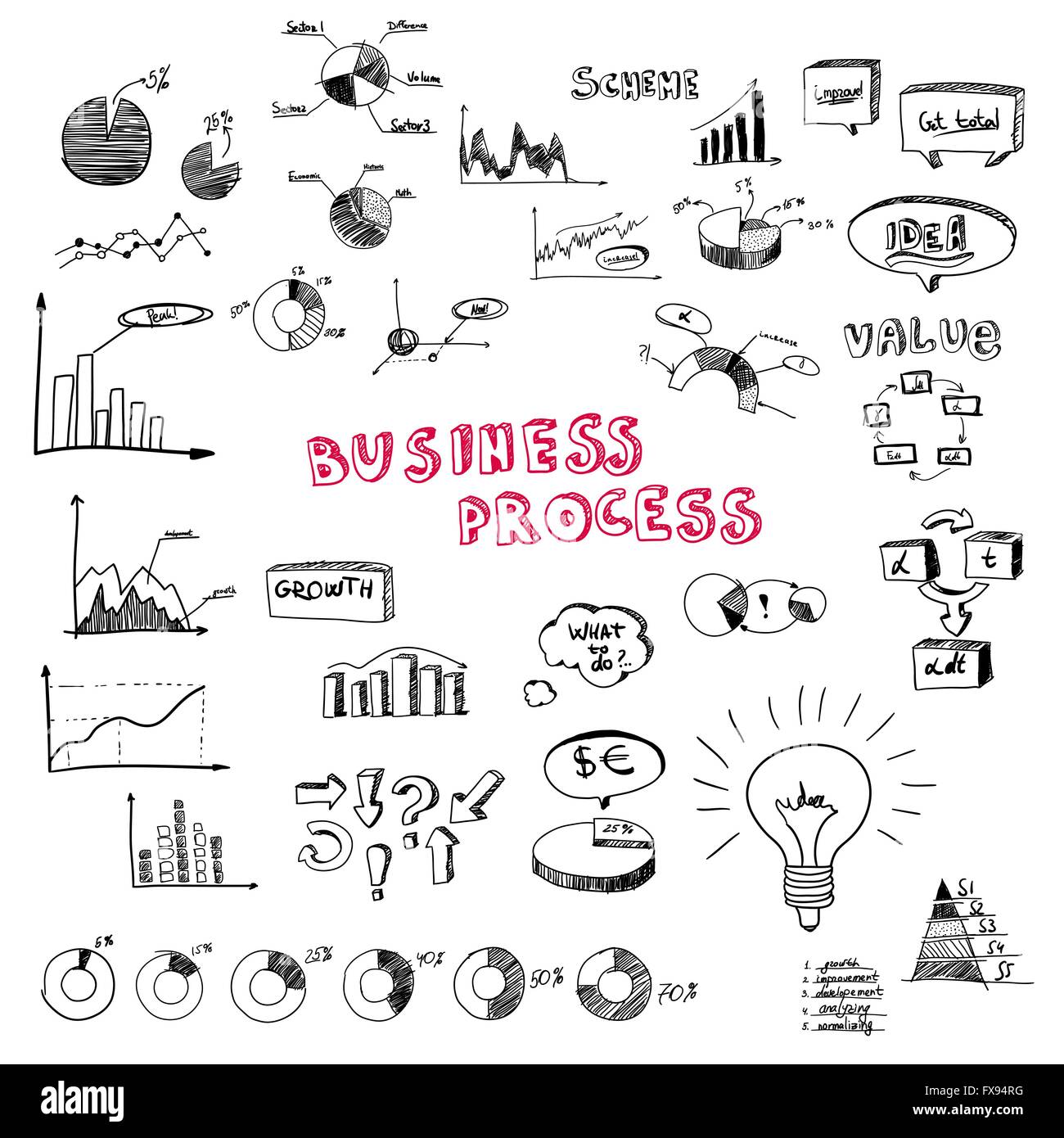 Sketch diagrams set Cut Out Stock Images & Pictures - Alamy