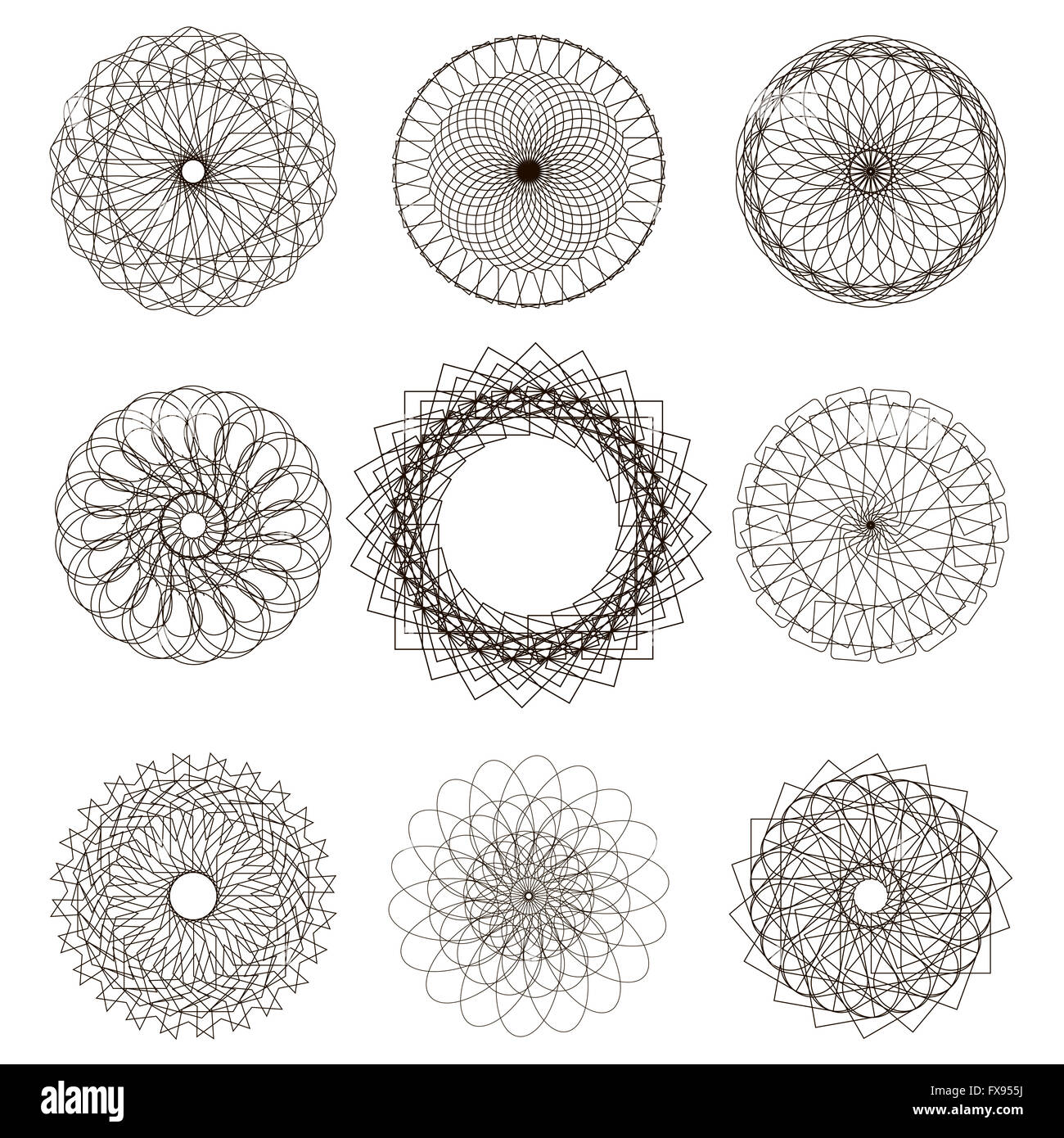 Set of Circle Geometric Ornaments Stock Photo - Alamy