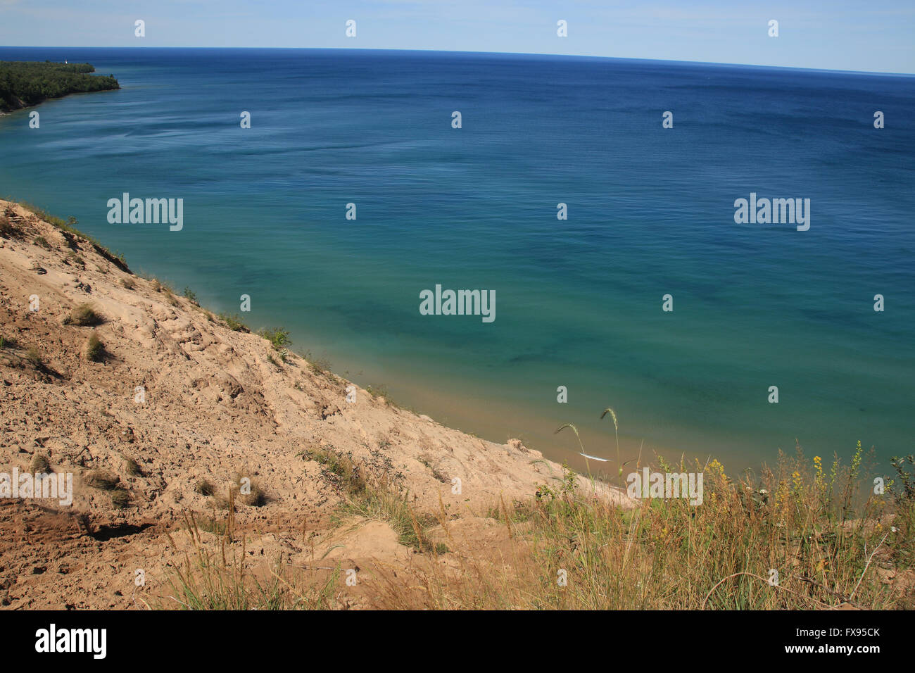 Huge sand dunes of Pictured Rocks National Lakeshore, on Lake Superior ...