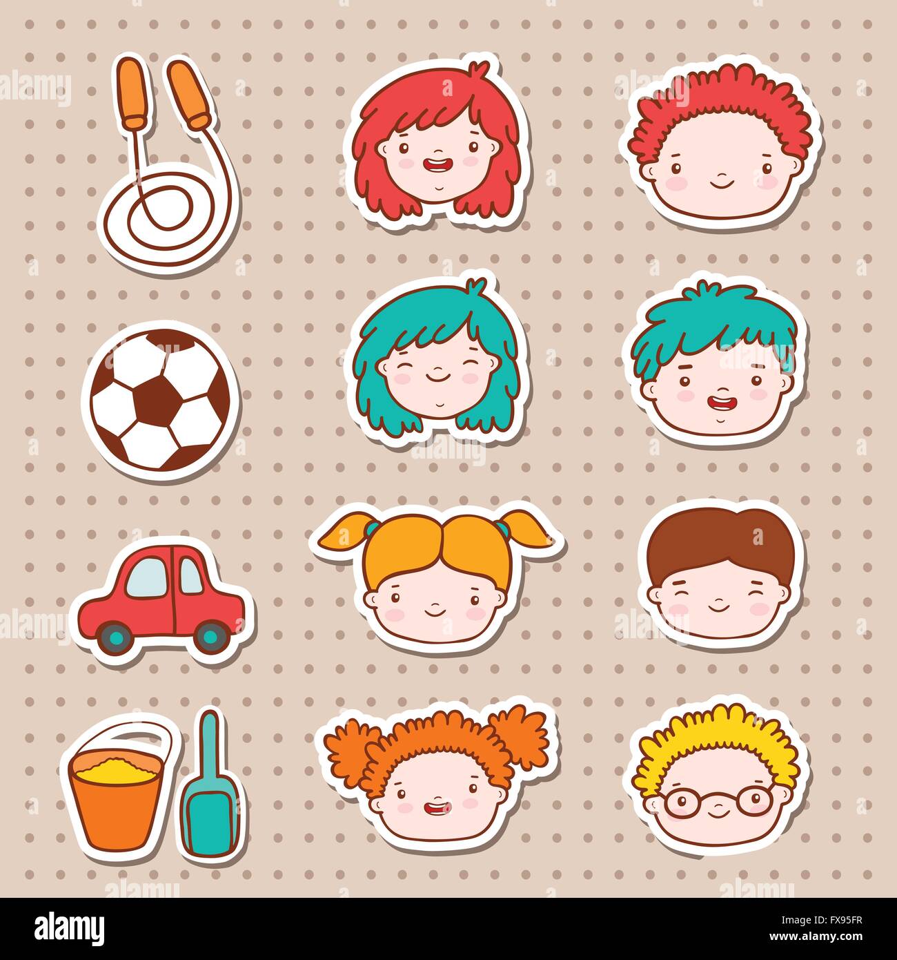 Doodle kids faces icons Stock Vector Image & Art - Alamy